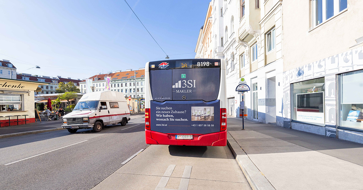 Werbung bestens platziert am Bus
